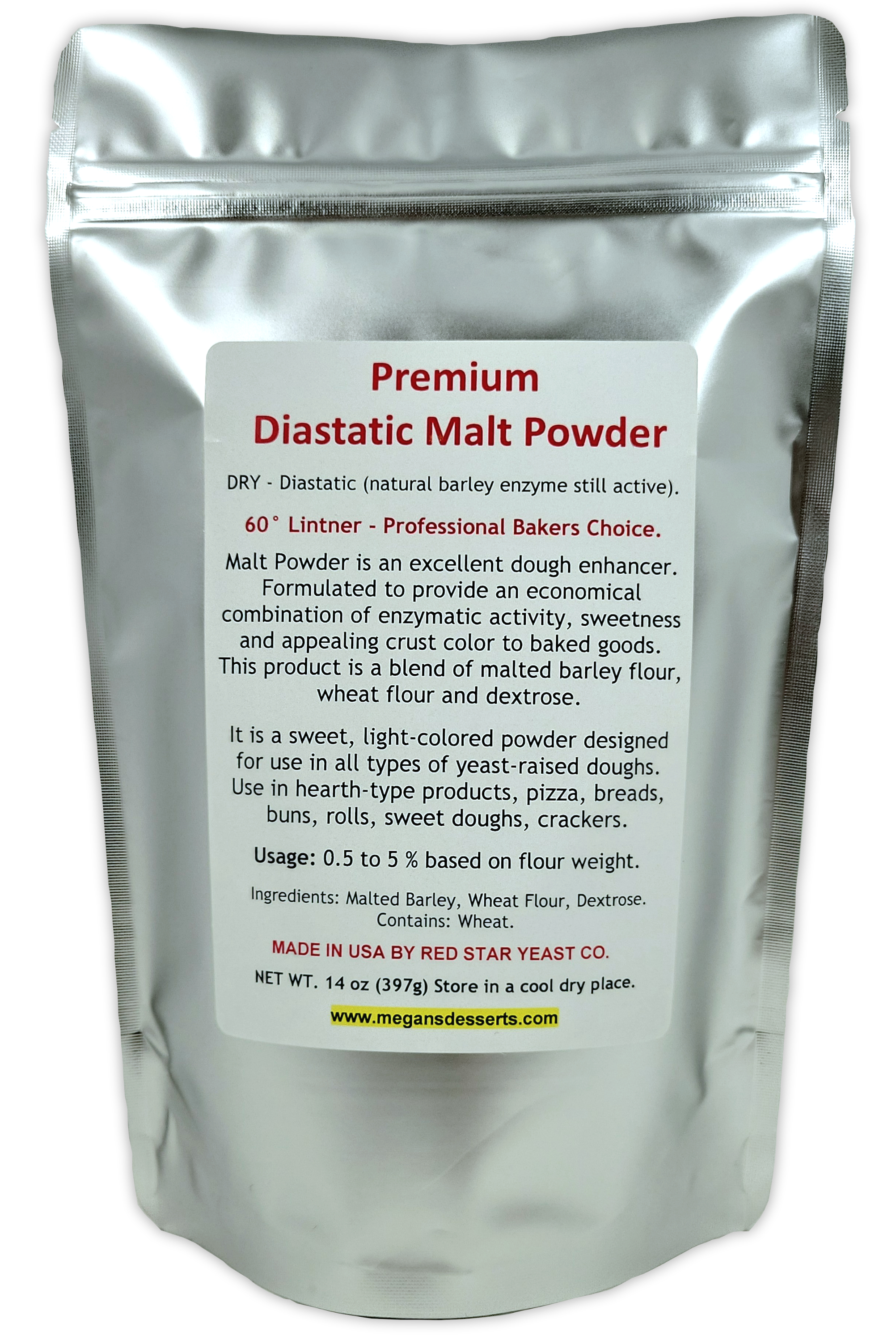Diastatic Malt Powder - 14 oz Bag - Red Star Dry Malt 60° Lintner ...