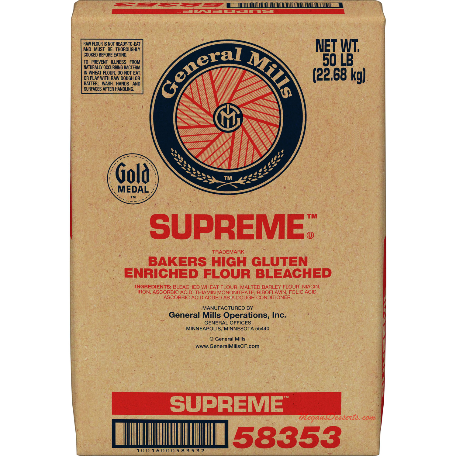 General Mills Supreme Flour by - 50 lbs Bleached, Enriched, Malted