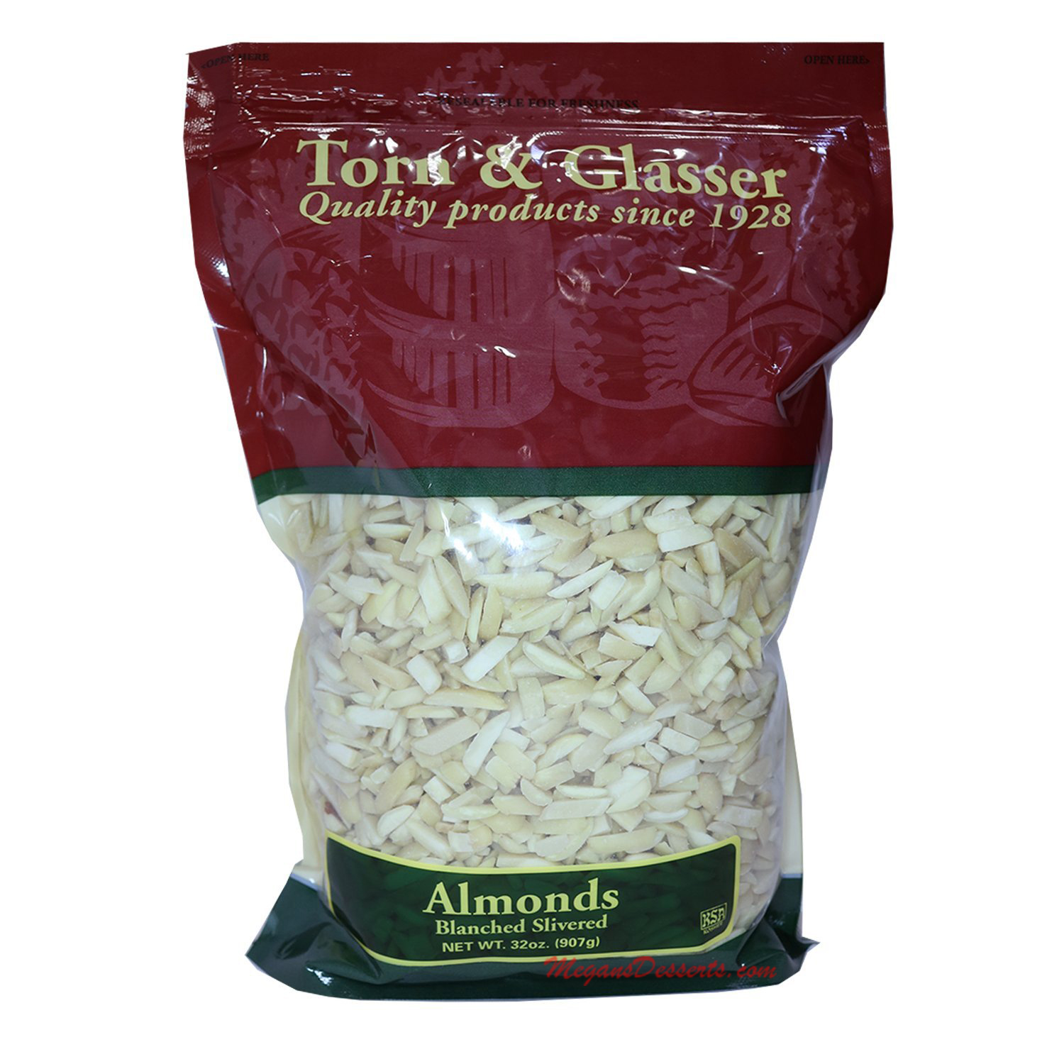 Torn & Glasser Blanched Slivered Natural Almonds 32oz | Megans Desserts ...
